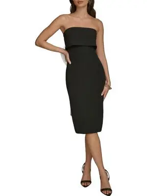 DONNA KARAN NEW YORK Donna Karan New York Contrast Bow Back Strapless Cocktail Dress