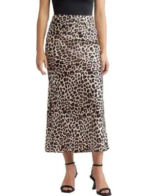 NIKKI LUND Ione Print Satin Slip Skirt - Leopard