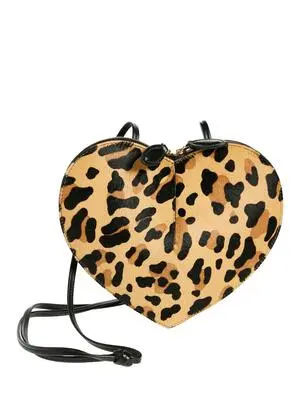 Alaïa Alaïa Le Coeur Leopard Print Calf Hair Crossbody Bag Brun Sepia