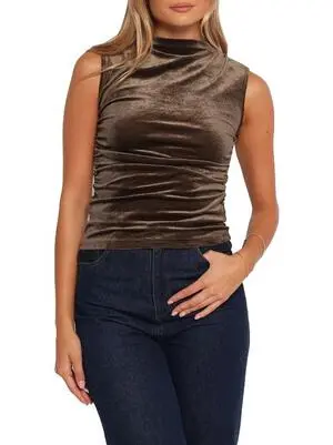 PETAL & PUP Petal & Pup Nissa Ruched Velvet Top Olive