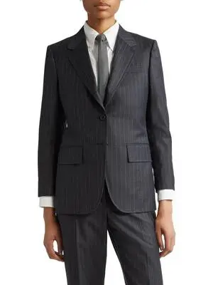 Thom Browne Pinstripe Wool Sport Coat - Dark Grey