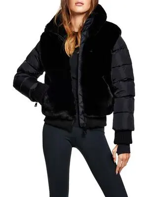 Sam. Carlie Faux Fur Quilted Down Puffer Jacket - Black/black
