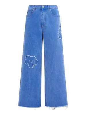 Marni Floral-appliqué Wide-leg Jeans - Blue