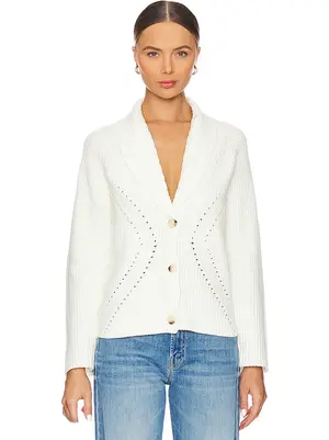 Central Park West Rosette Engineered Pointelle Jacket - Ivory
