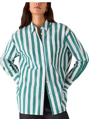 Whistles Oversized Striped Shirt - Green/multi