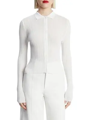 Bardot Bardot Ayda Long Sleeve Rib Top Orchid White