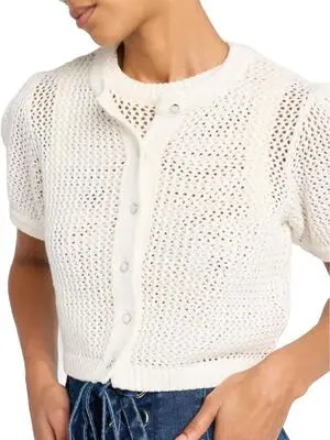 TOCCIN Toccin Samantha Crochet Cropped Cardigan Optic