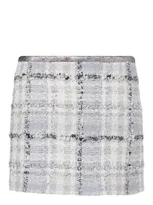 DOLCE & GABBANA Checked Low-rise Lamé Tweed Miniskirt