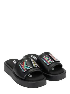 Karl Lagerfeld Paris KARL LAGERFELD Opal Studded Platform Slides Black/ White
