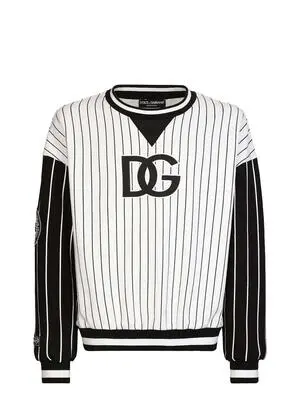 Dolce & Gabbana Stripe-paneled Jersey Sweatshirt - White/black