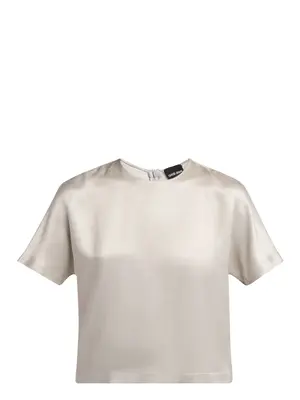Giorgio Armani Giorgio Armani Cupro Short-Sleeve Blouse Silver