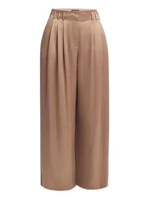 Giorgio Armani Pleated Wide-leg Trousers - Solid Dark Orange