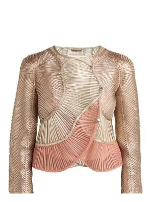Giorgio Armani Metallic Soutache Leather Jacket - Multi