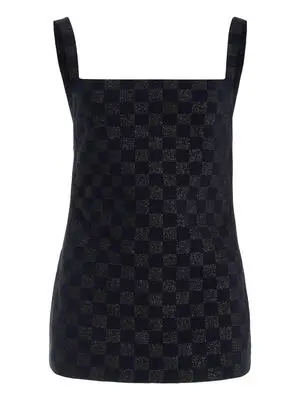 HIGH SPORT Asher Checked Cotton-Blend Knit Apron Top