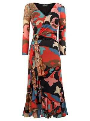 Etro Wrapped Jersey Midi Dress - Multi