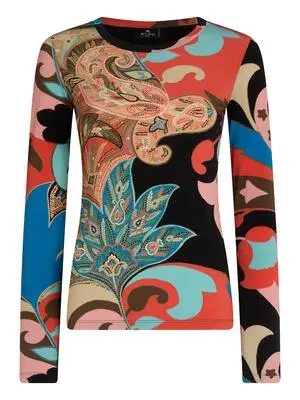Etro Printed Jersey Top Multi