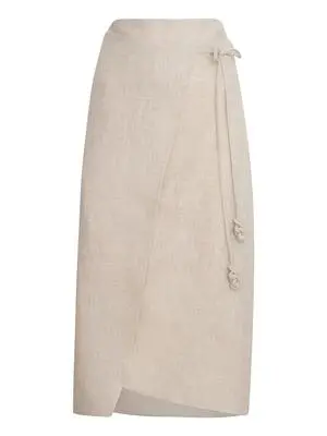 ANDRES OTALORA Un Dia Linen Midi Wrap Skirt