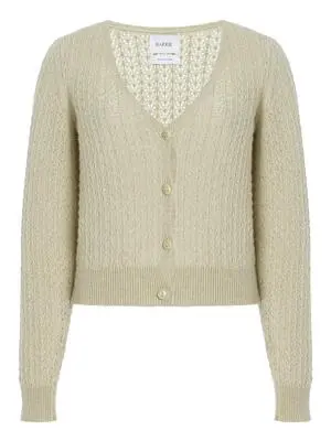 BARRIE Cashmere Pointelle Cardigan - Green