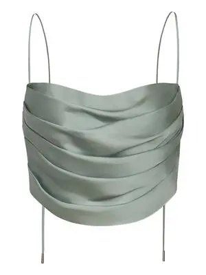 ANDRES OTALORA Aromas Eternos Draped Satin Crop Top - Green