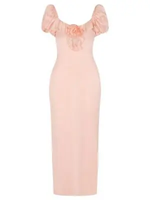 DE LA VALI Eden Ruffled Maxi Dress - Pink