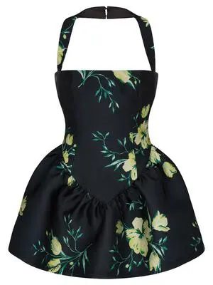 DE LA VALI Aura Floral Mini Dress - Black