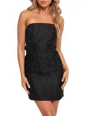 PETAL & PUP Monia Textured Strapless Minidress - Black