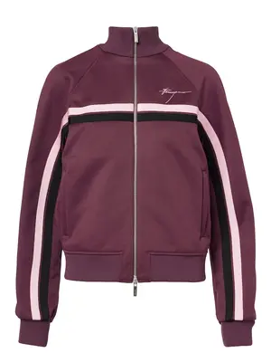 FERRAGAMO Logo Striped Jersey Track Jacket - Burgundy