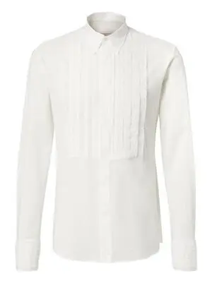 Valentino Garavani Lace-trimmed Cotton Muslin Tuxedo Shirt - White