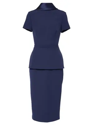 Safiyaa Satin-trimmed Crêpe Midi Dress - Blue