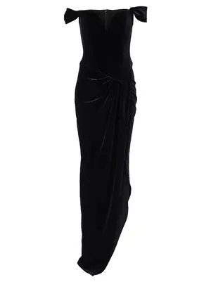 Alex Perry Asymmetric Velvet Gown - Black