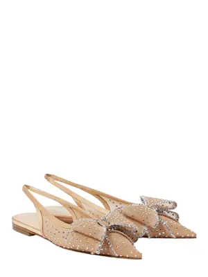 Mach & Mach Le Cadeau Embellished Slingback Flats - Beige