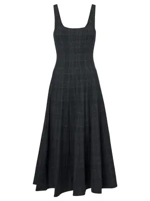 Staud Wells Checked Midi Dress - Blue