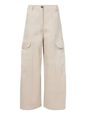 Max Mara Cotton Gabardine Cargo Pants - White