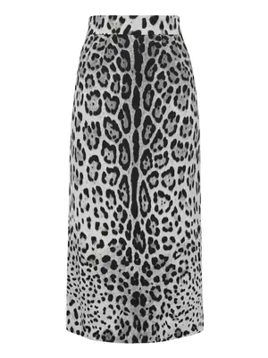 Dolce & Gabbana Leopard-print Pencil Skirt - Grey