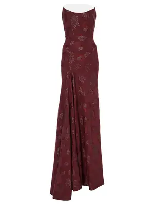 MARKARIAN Floral Metallic Corset Gown - Red