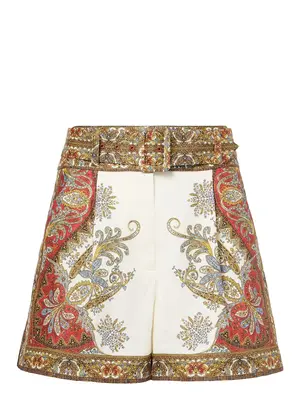 Veronica Beard Hobbes Floral Linen Shorts - Multicoloured