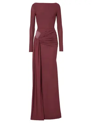 Alex Perry Draped Crêpe Jersey Gown - Burgundy