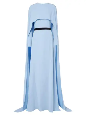MARKARIAN Natasha Satin Cape Gown - Blue