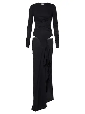 Attico Draped Maxi Dress - Black
