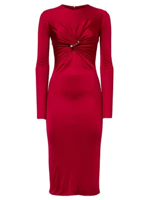 Versace Safety Pin Gathered Midi Dress - Red