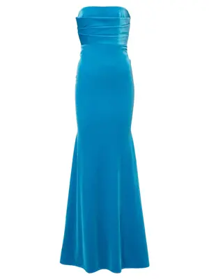 Alex Perry Draped Velvet Gown - Blue