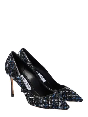 JIMMY CHOO Romy 85 Tweed Pumps - Black