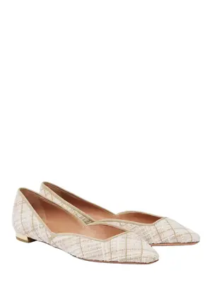 AQUAZZURA Maia Tweed Ballet Flats - Brown