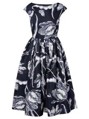 Erdem Floral Cotton-blend Faille Midi Dress - Blue