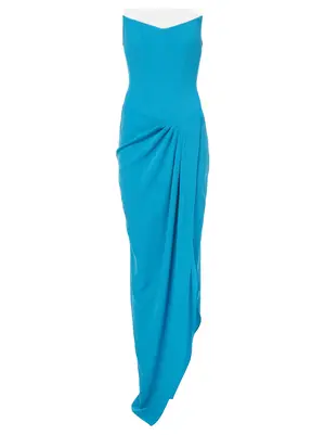 Alex Perry Draped Crêpe Corset Gown - Blue
