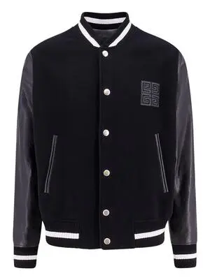 Givenchy Varsity Wool-blend Bomber With Leather Sleeves - Black