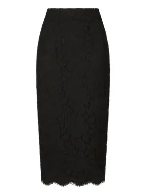 Dolce & Gabbana Stretch Lace Midi Skirt - Black