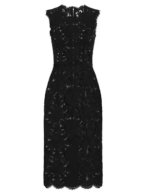 Dolce & Gabbana Stretch Lace Midi Dress - Black