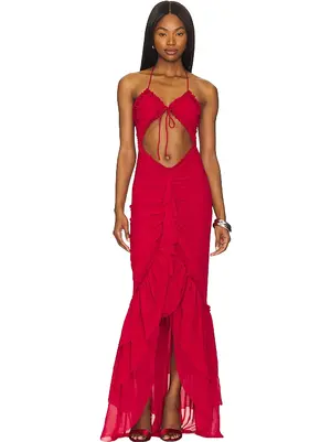 H:OURS Haven Maxi Dress - Bordeaux Red