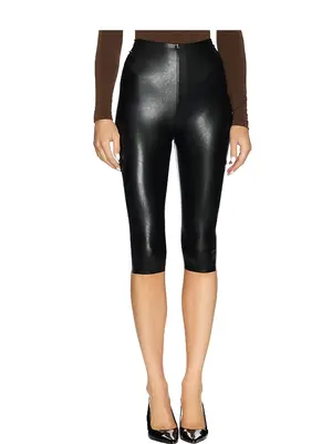 Commando Faux Leather Capri Legging - Black